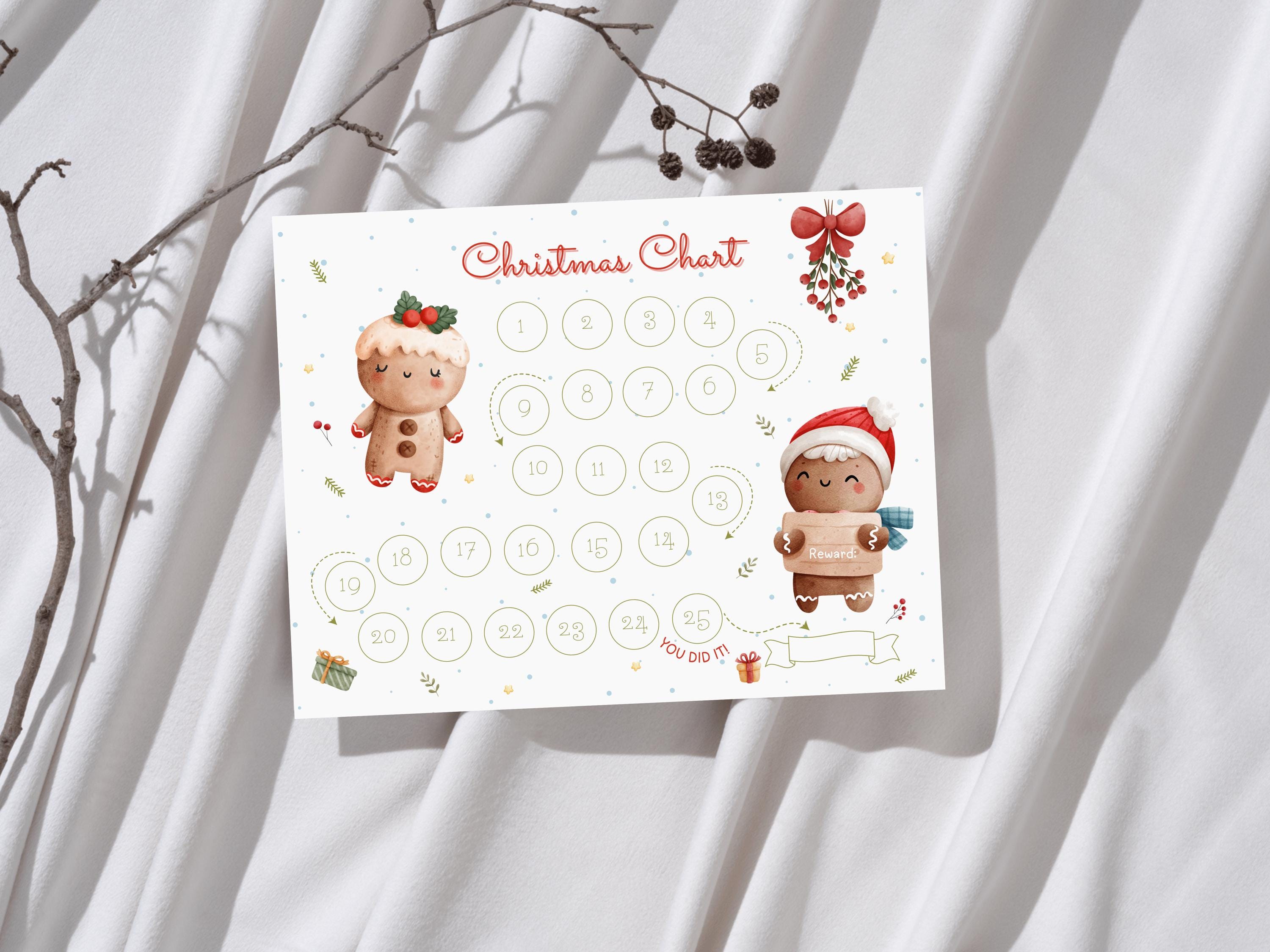 Festive Gingerbread Man Reward Chart for Kids 25 Days of Christmas Fun ...