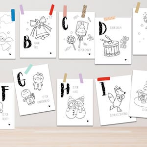 Printable Santa ABC Coloring Book for Kids, Xmas Crafts Winter Coloring ...