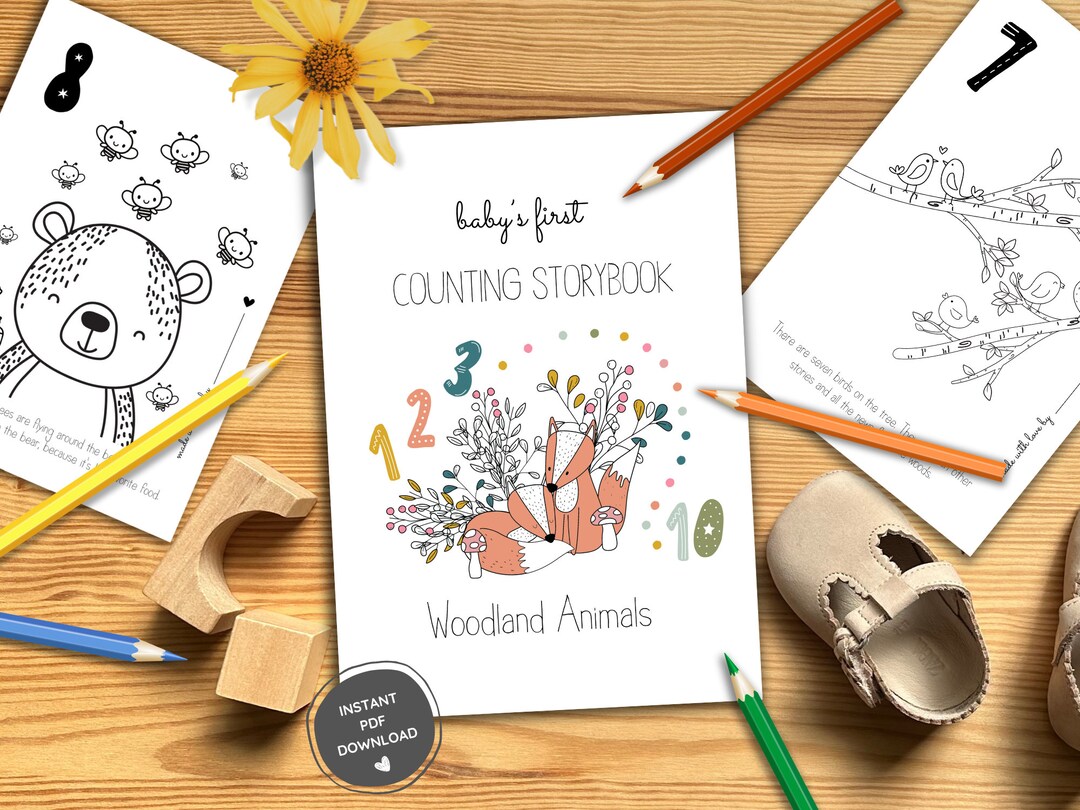 Baby's First Counting Storybook Woodland Animals Coloring Book for ...
