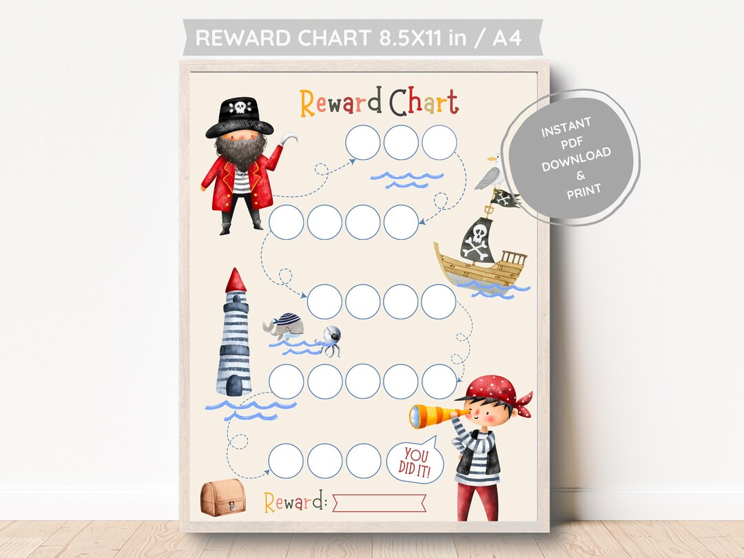 Funny Pirates Reward Chart for Boys Cute Potty Chart for Toddlers ...