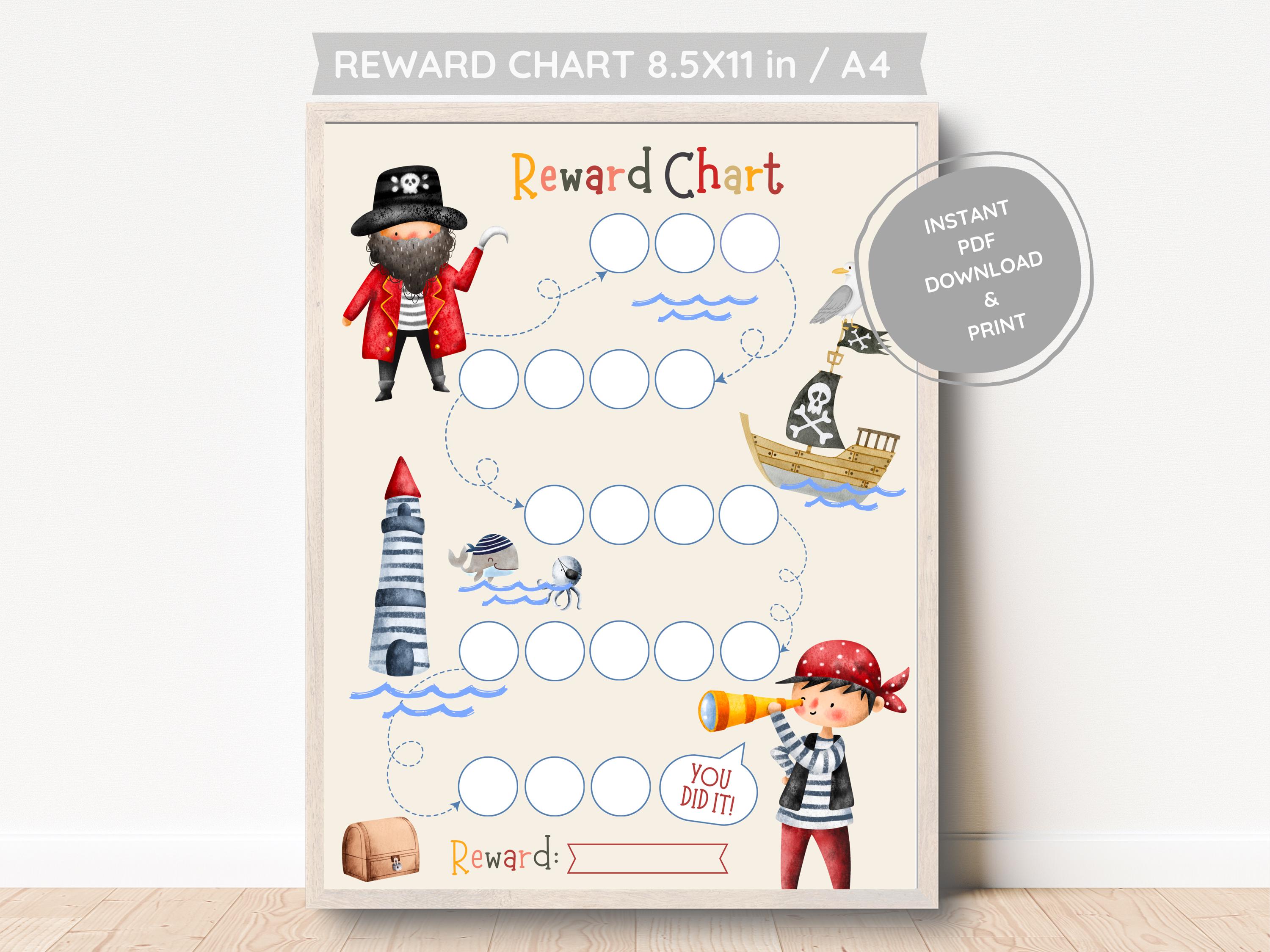 Funny Pirates Reward Chart for Boys Cute Potty Chart for Toddlers ...