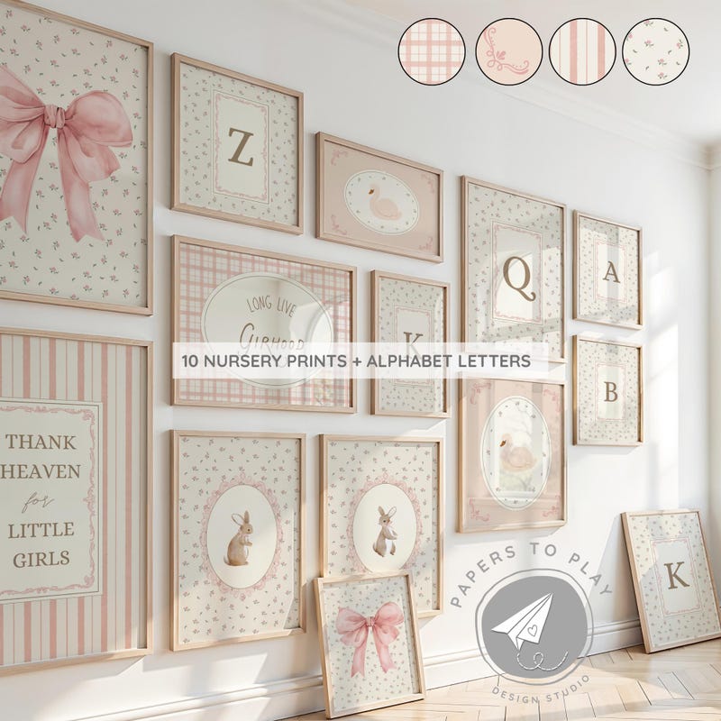 Pink Initials Wall Art - Etsy