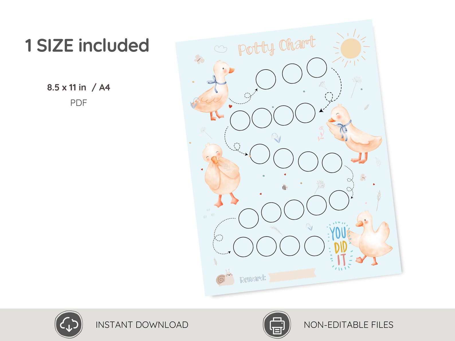 Cute Duckling Potty Chart, Farm Animals Reward Chart Toddlers, Toilet ...