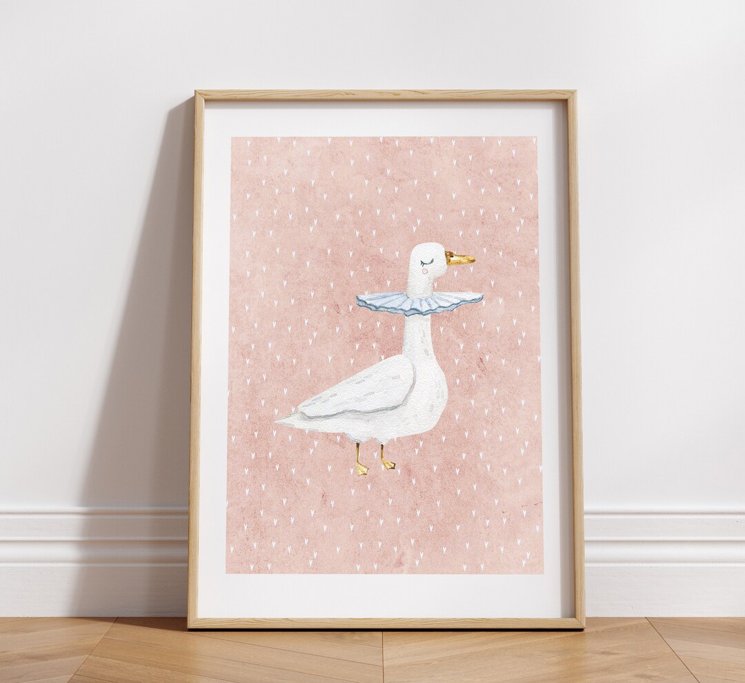 Silly Goose Wall Art, Limewash Paint Blush Rose Gold Goose Poster ...
