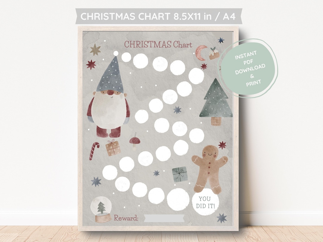 Fun Christmas Reward Chart for Toddlers - Gingerbread Man, Gonk & Tree ...