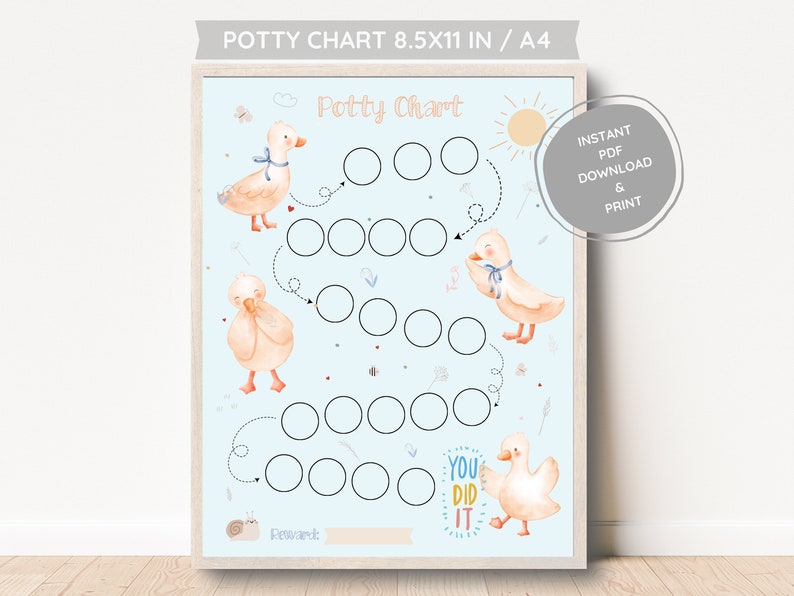 Cute Duckling Potty Chart, Farm Animals Reward Chart Toddlers, Toilet ...