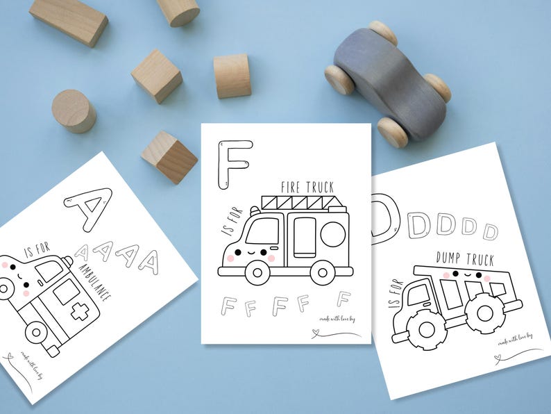 Printable Baby's 1st ABC Coloring Book, Baby Shower Craft, Cars ...