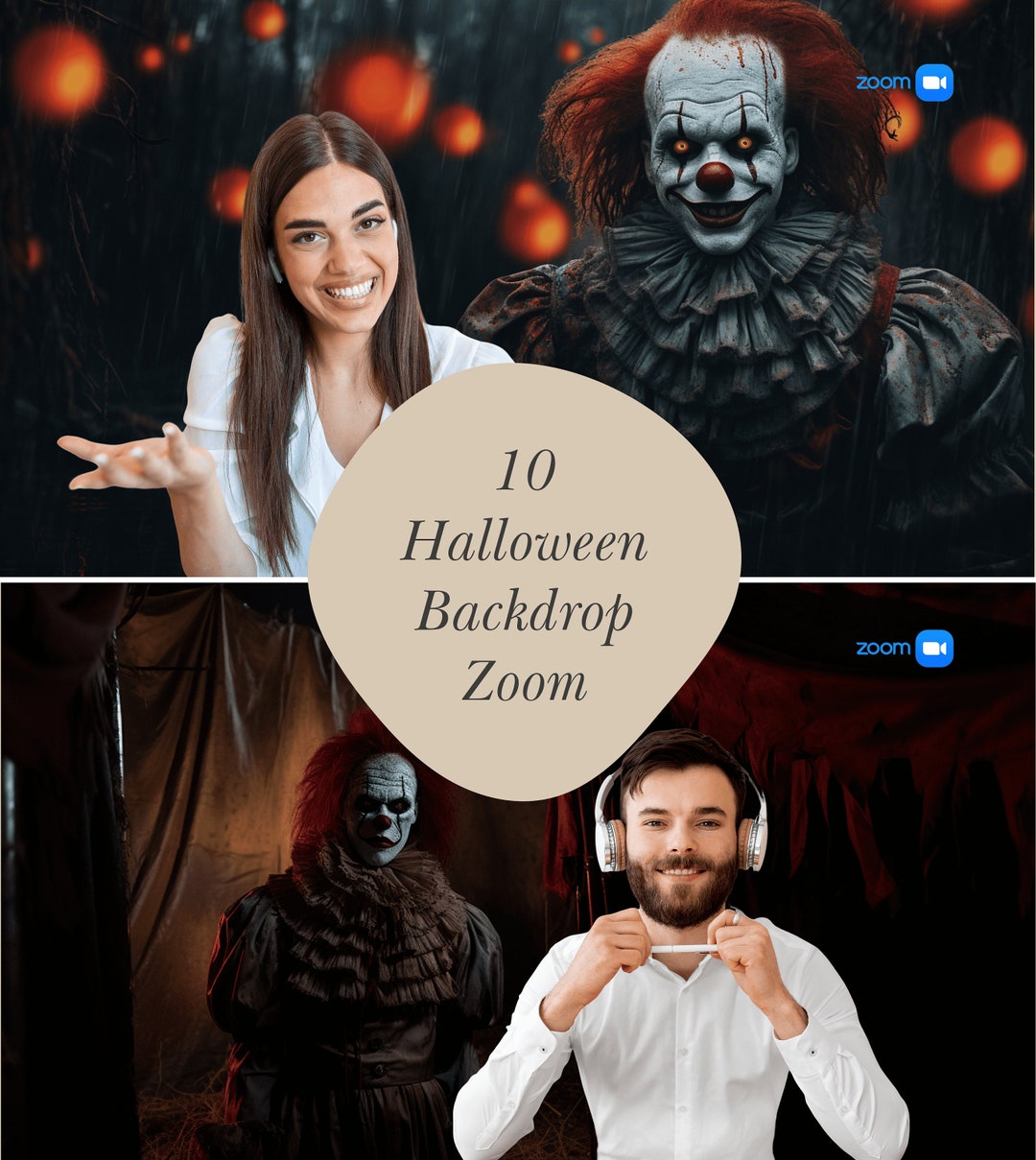 10 Terrorific Halloween Zoom Background Backdrops Bundle - Etsy