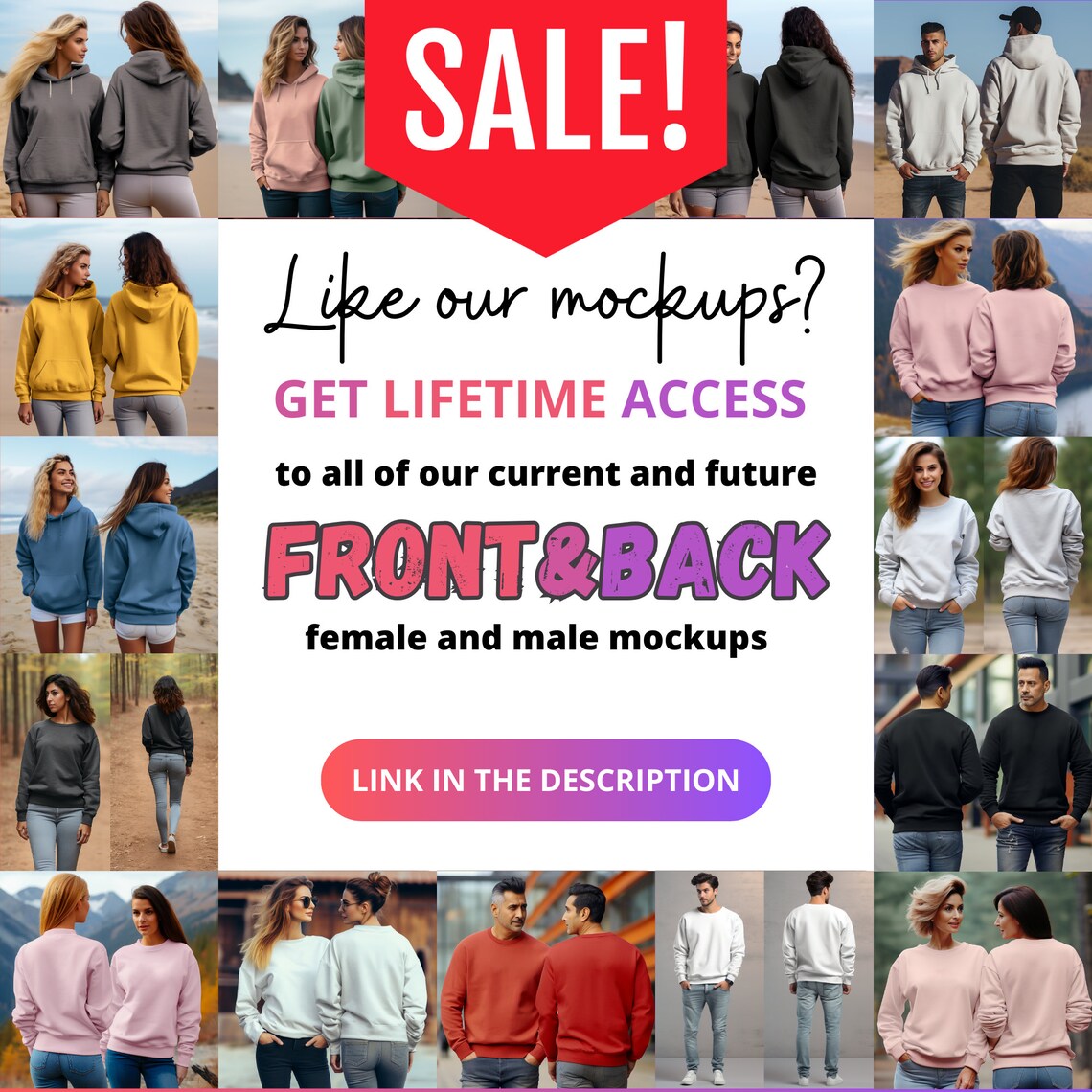 Gildan 18500 Male Front and Back View Hoodie Mockup, Handsome Boys ...