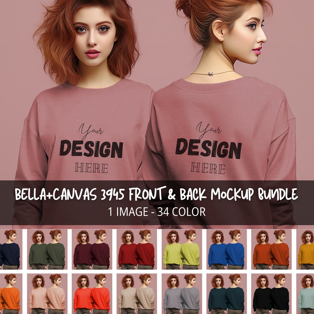 Bella+canvas 3945 Front and Back Sweater Mockup Color Bundle, All 34 ...