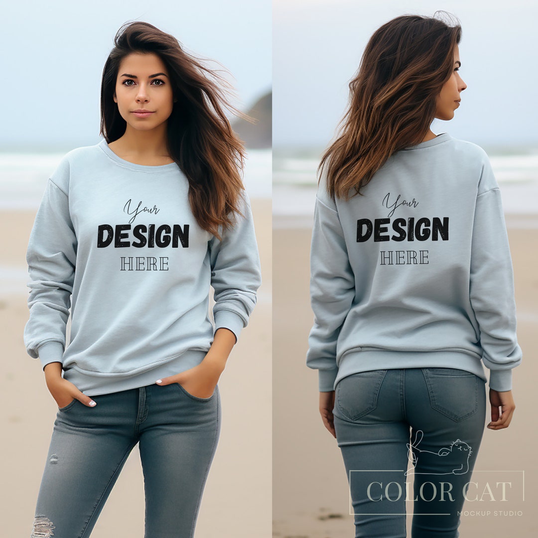 Gildan 18000 Female Front and Back Sweatshirt Mockup, Girls Front Back ...