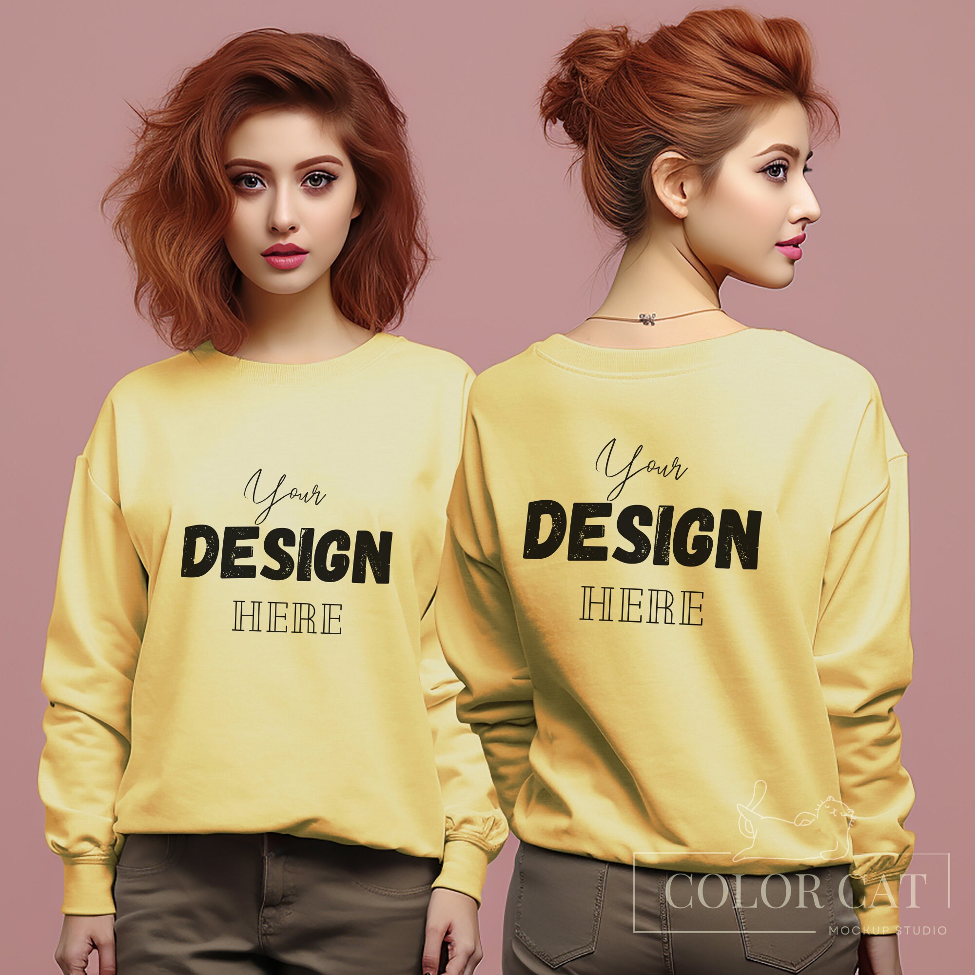 Comfort Colors 1466 Sweater Mockup Bundle, All 14 Colors Double Side ...