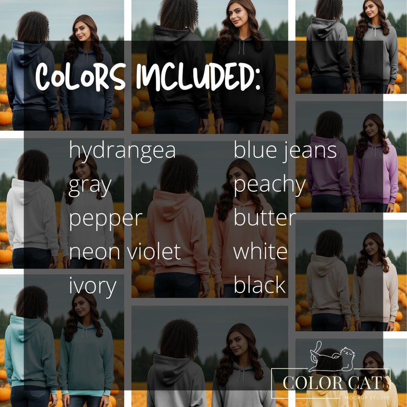 Comfort Colors 1467 Hoodie Mockup Bundle, All 10 Colors Double Side ...