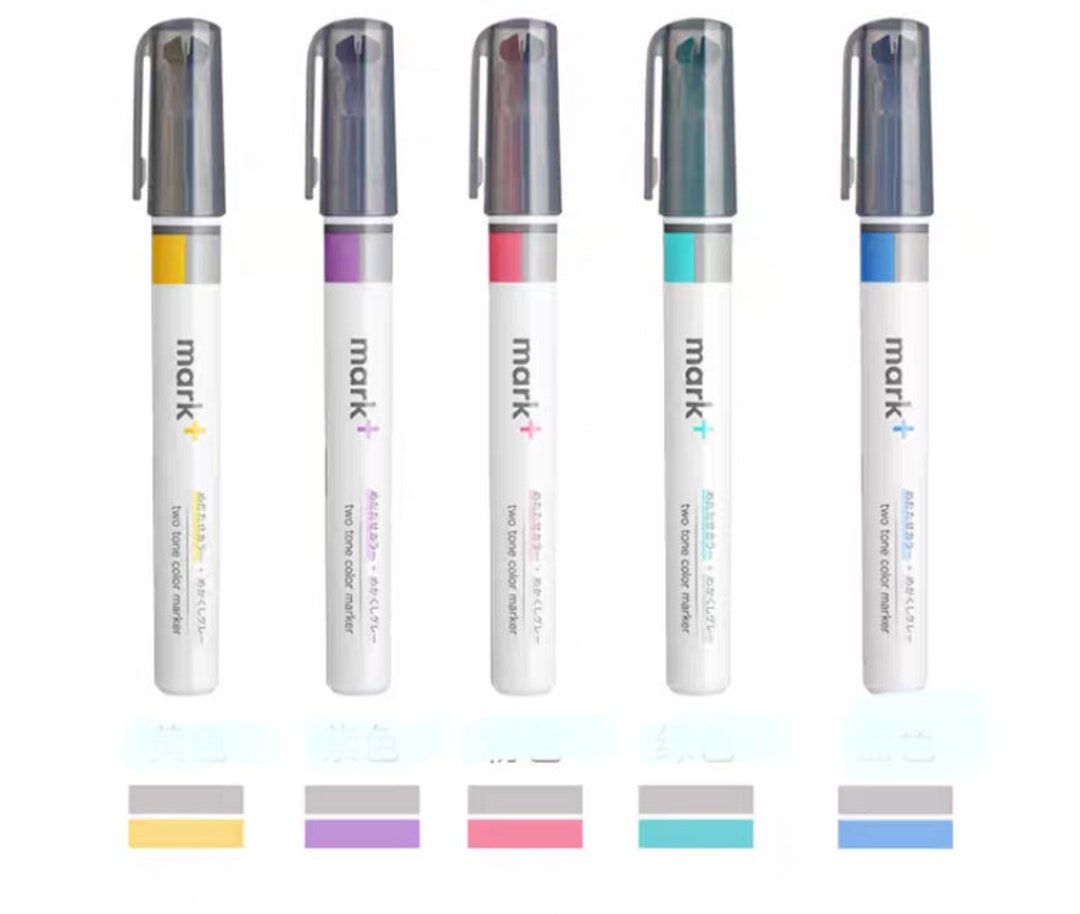 Kokuyo Mark Color and Grey Dual Way Highlighter Double Sided ...