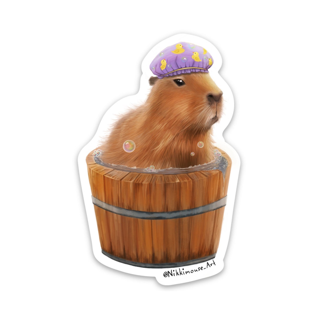Shower Capybara | 1.94″ × 3″ Sticker | Cute Fuzzy Animal - Etsy