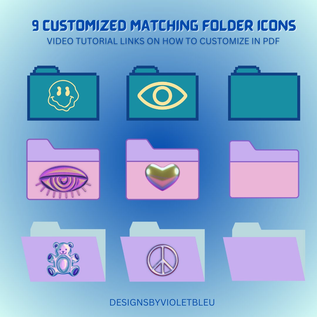 EDITABLE Aesthetic Aura Desktop Organizer Template + Folder Icons ...