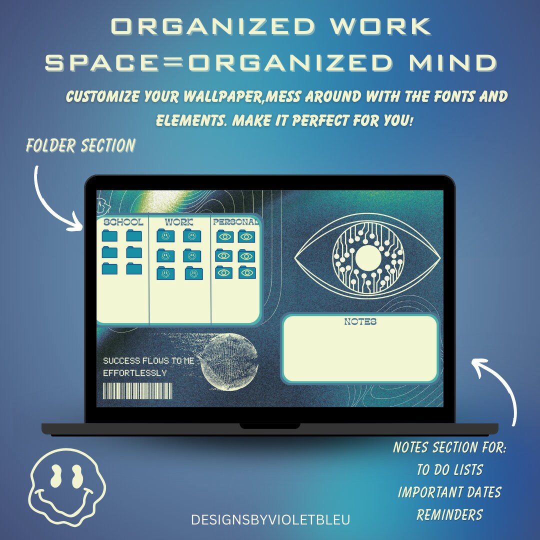 EDITABLE Aesthetic Aura Desktop Organizer Template + Folder Icons ...