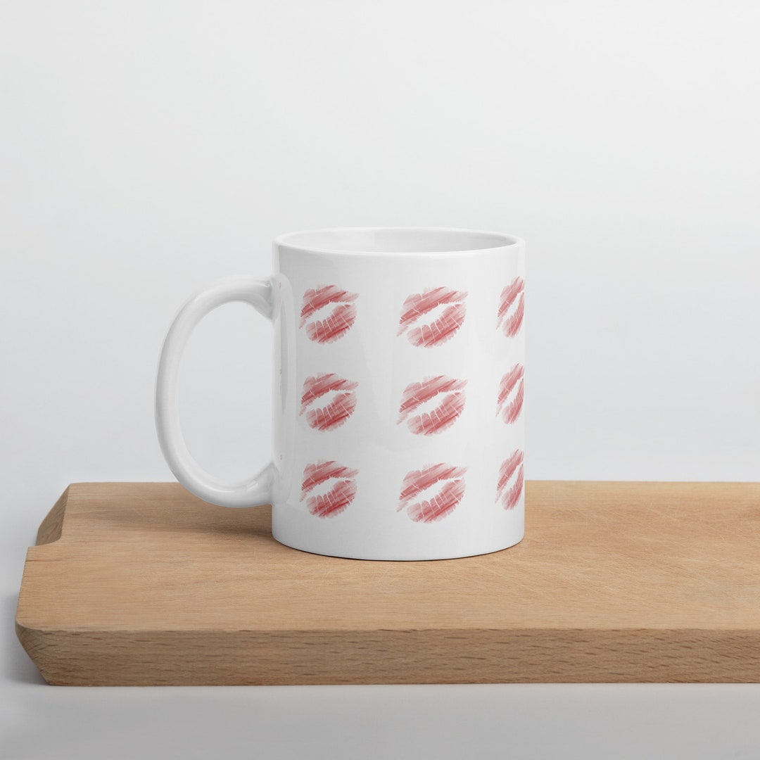 Red Lips Mug - 11oz White Ceramic, Bold and Chic Coffee Mug ...