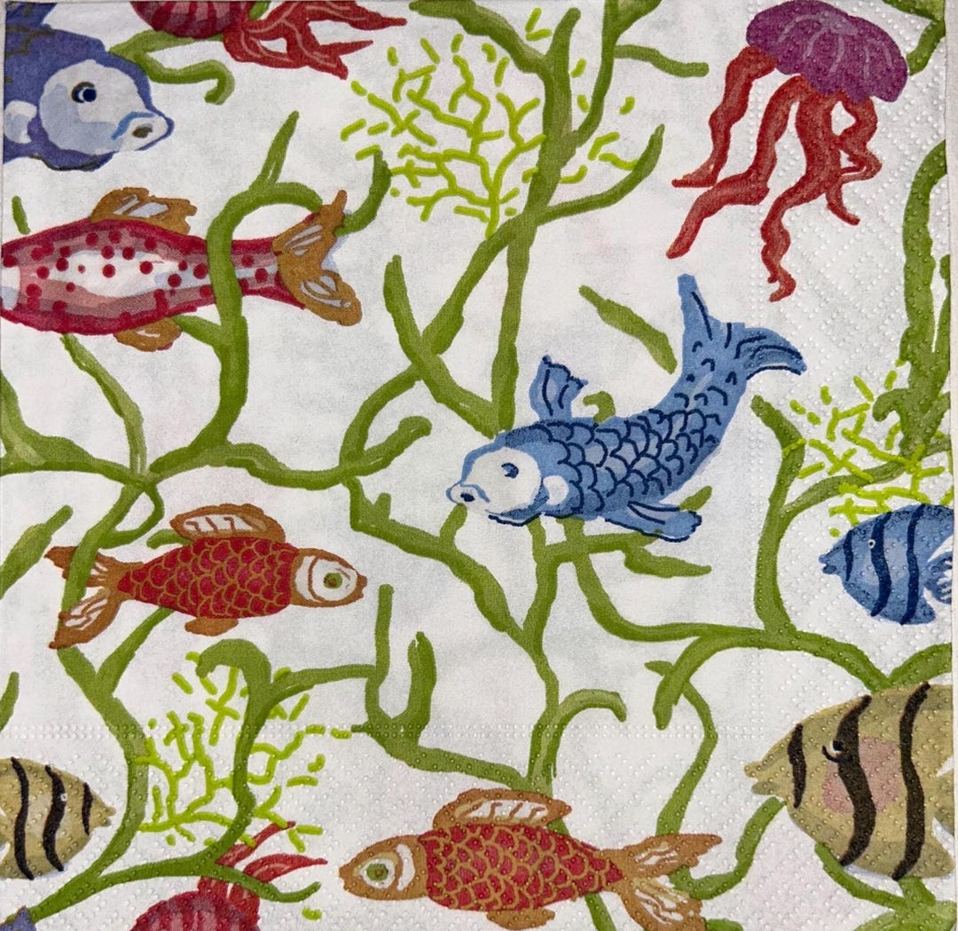 Tropical Fish and Seaweed Paper Napkins - Etsy