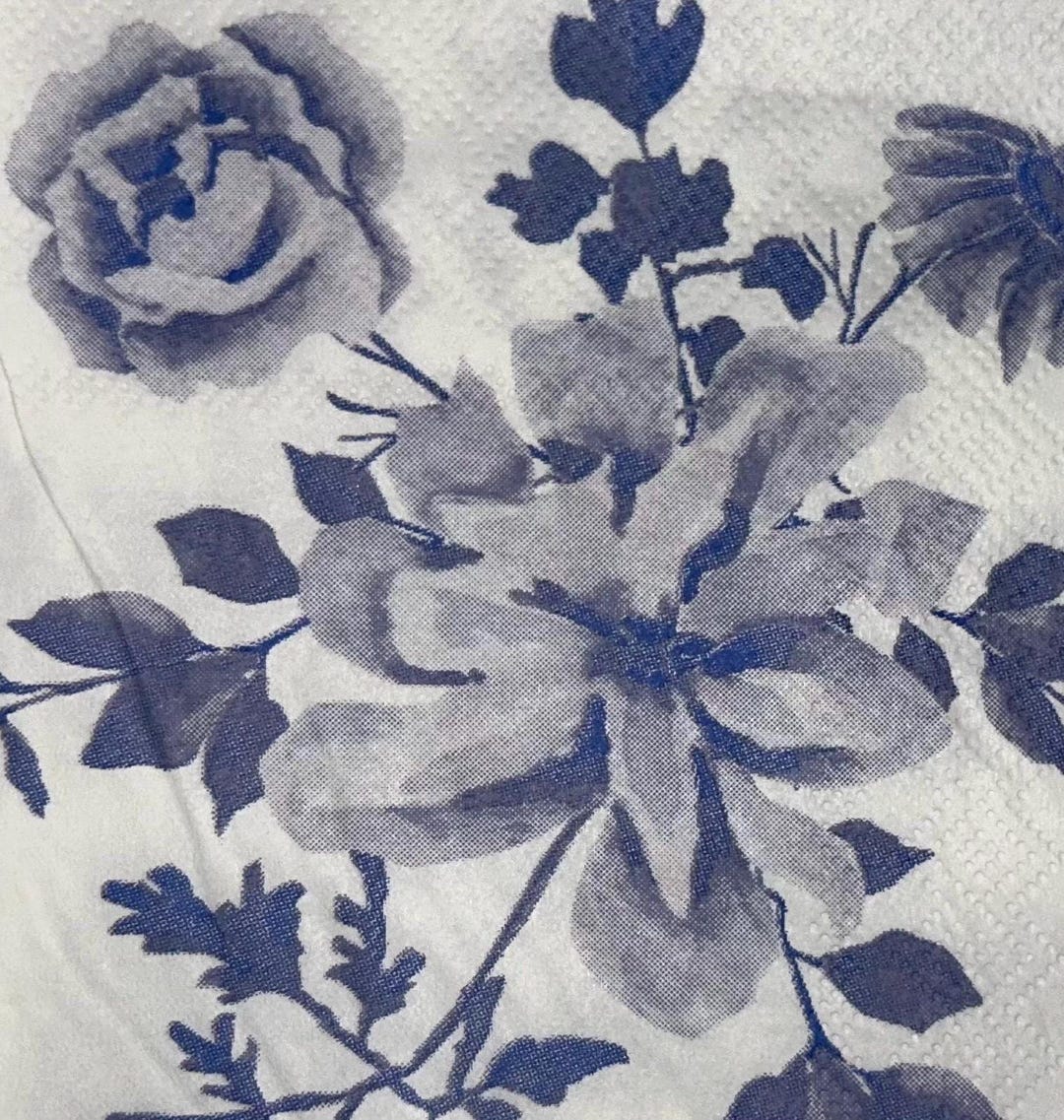 Soft Blue Flowers on White Paper Napkins - Etsy
