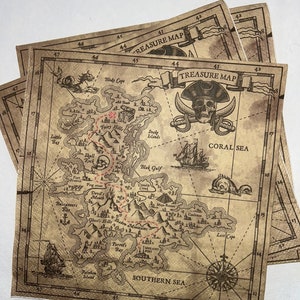Paper Treasure Map Napkin With Pirate - Etsy