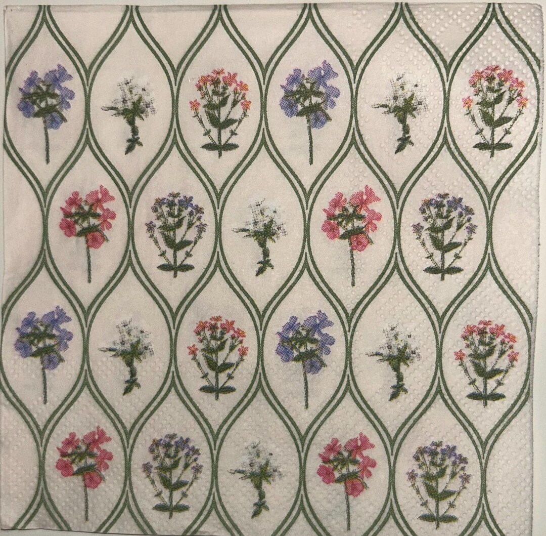 Floral Diamond Pattern Paper Cocktail Napkin - Etsy