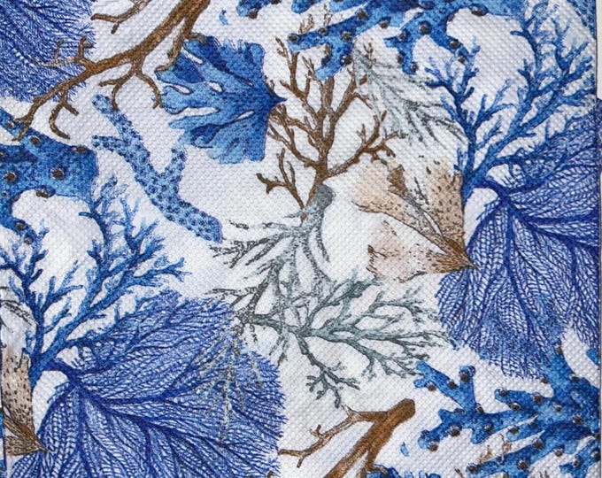 Blue Sea Fans Seaweed and Coral Paper Napkin - Etsy