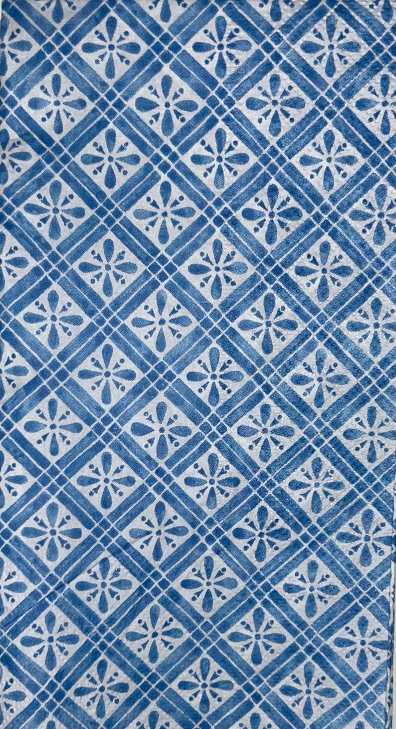 Blue and White Mini Pattern Paper Napkin - Etsy