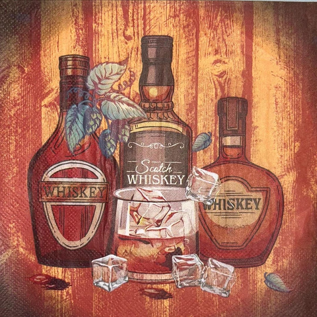 Whiskey Bottles Luncheon Paper Napkin for Decoupage - Etsy