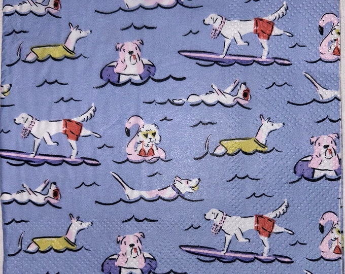 Dogs Surfing Paper Napkins - Etsy