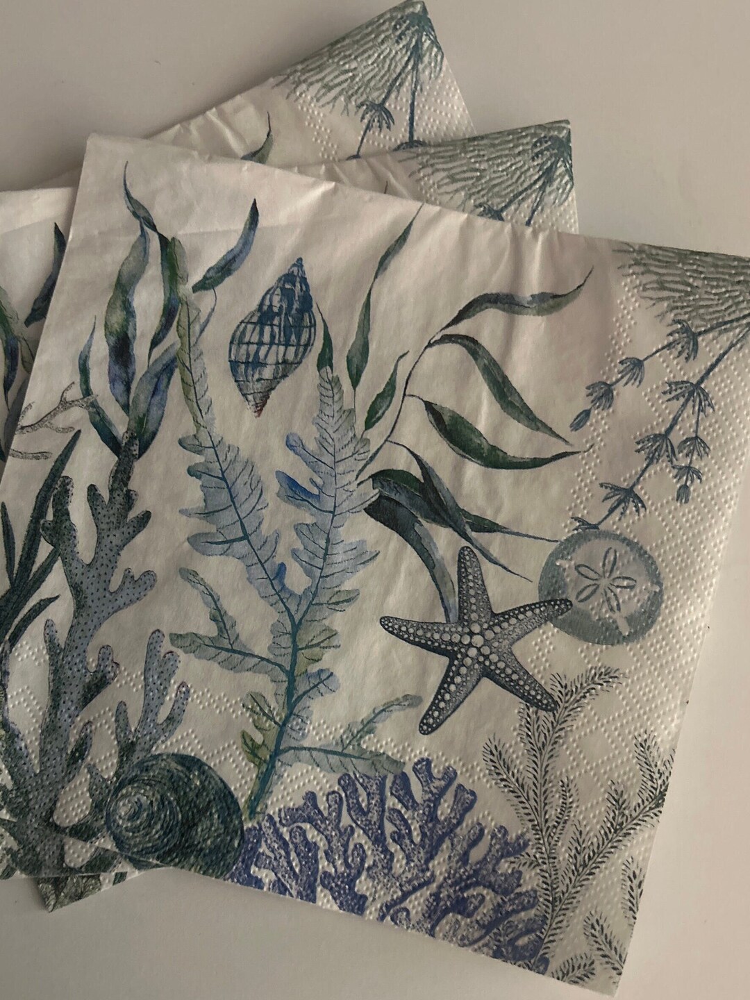 Seashell Paper Napkin With Seahorses - Etsy