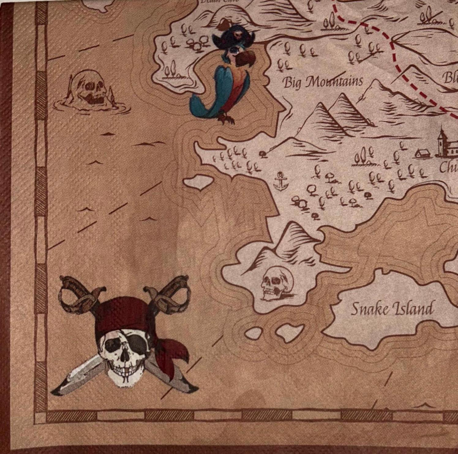 Treasure Map Paper Luncheon Napkin With Pirate - Etsy