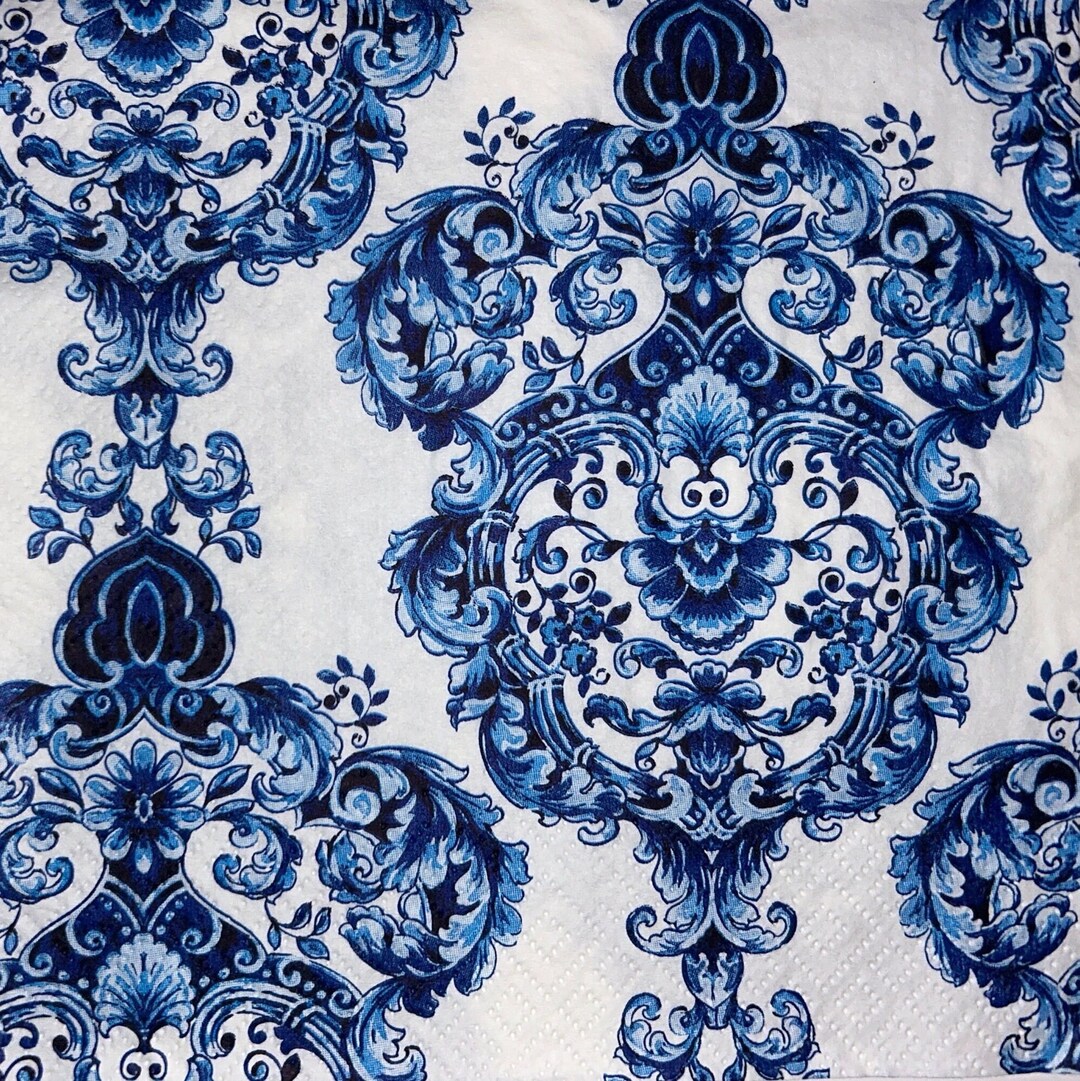 Blue and White Design Paper Napkin - Etsy