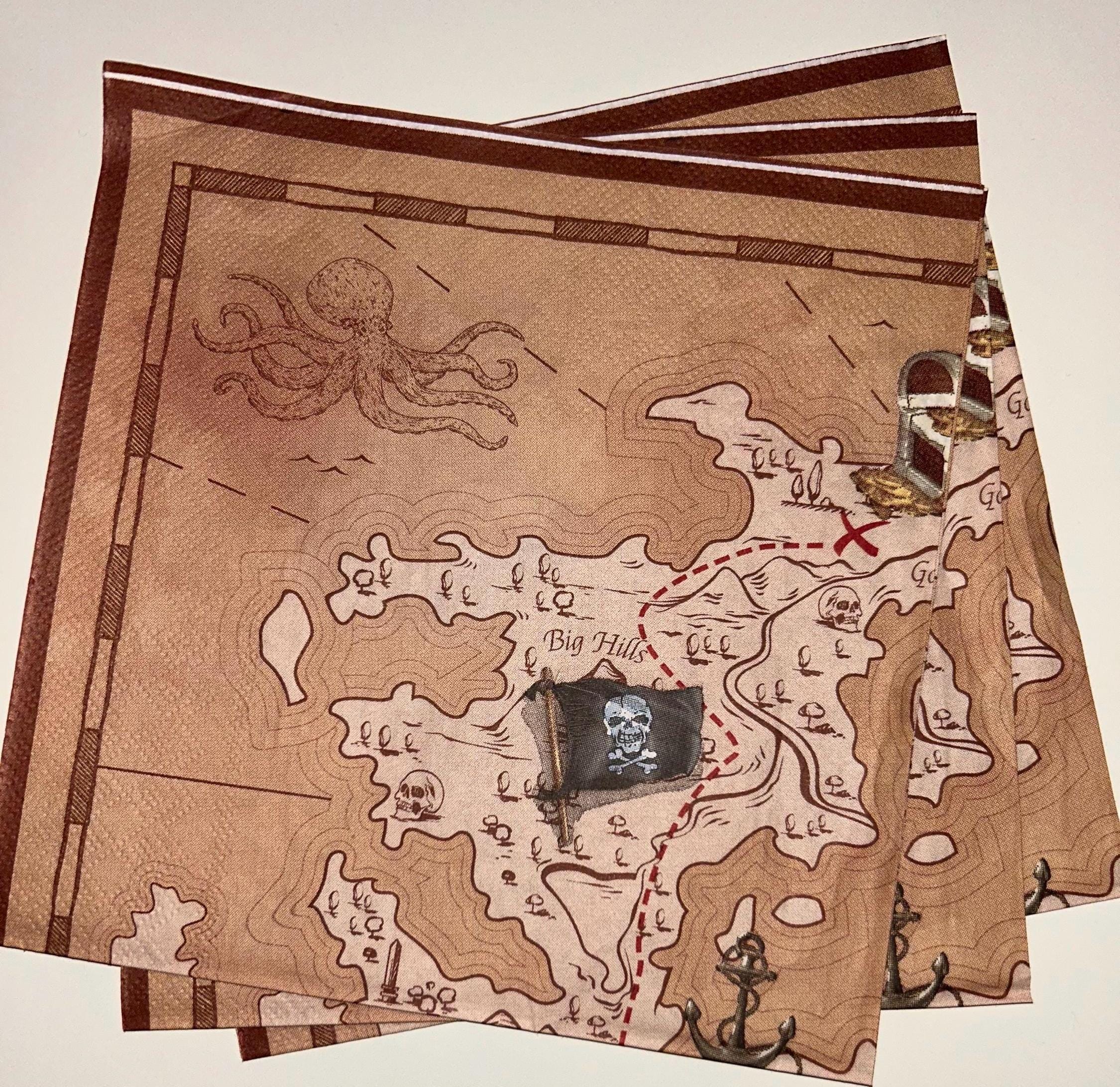 Treasure Map Paper Luncheon Napkin With Pirate - Etsy
