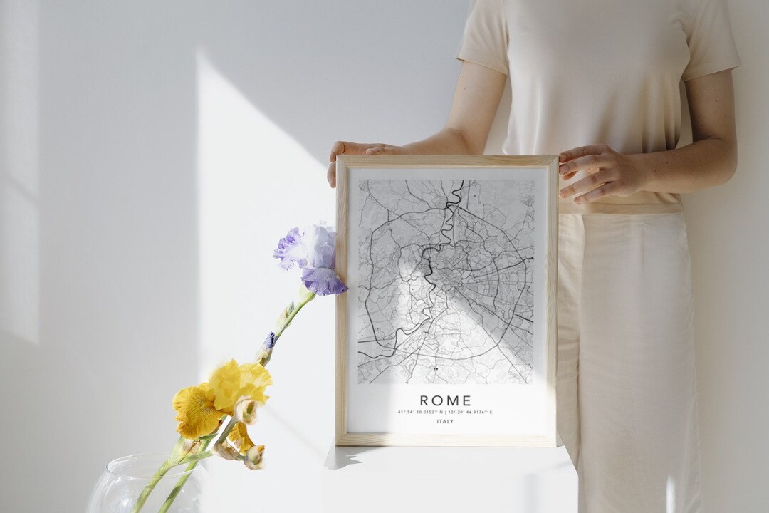 Rome City Map Print Rome Poster Italy Map Print Personalized Wall Decor ...