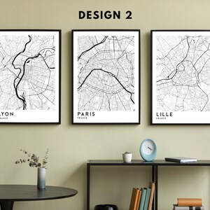 Custom Set of 3 Map Prints 3 Piece Wall Art Set Bedroom Wall Decor ...