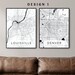 Custom Map Set of 2 City Maps Personalized Map 2 Piece Wall Art Living ...