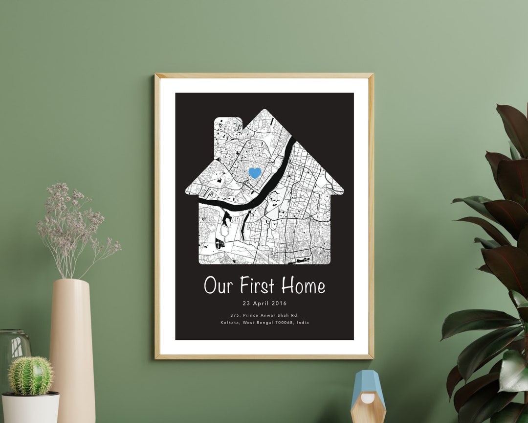 Custom Home Map Our Home Map First Time Home Buyer First House Wall Art ...