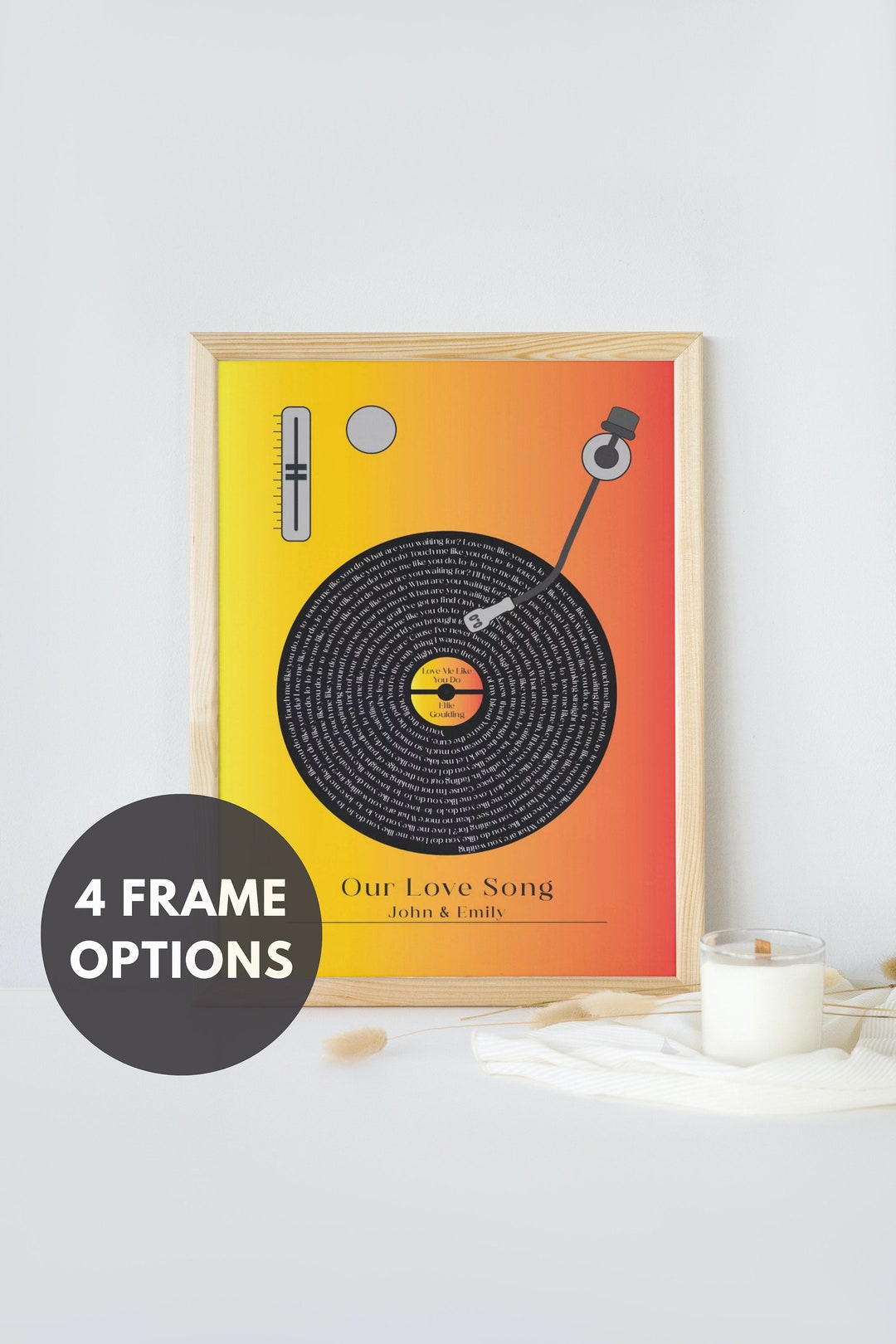 Custom Vinyl Record Frame Anniversary Song Lyric Frame Song Lyrics on ...