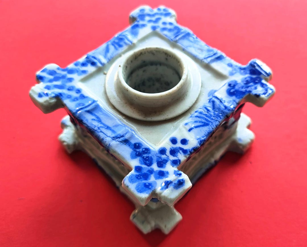 Antique Chinese Blue & White Inkwell Porcelain Chinese Ink Jar Asian ...
