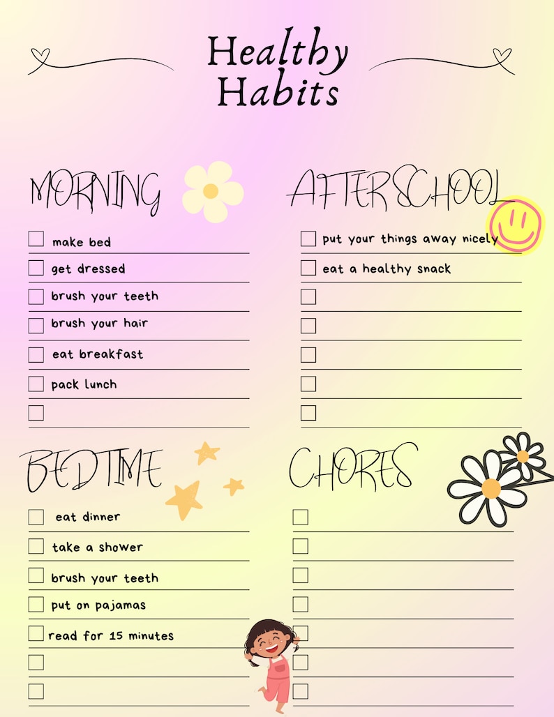 Girly to Do List, Healthy Habits - Etsy