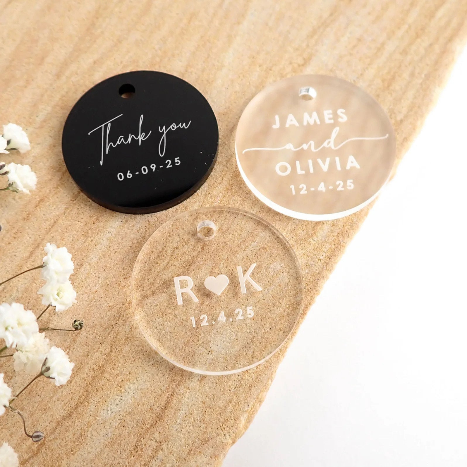 Round Acrylic Favor Tags, Wedding Gift Tags, Tags, Wedding Favor Tags ...