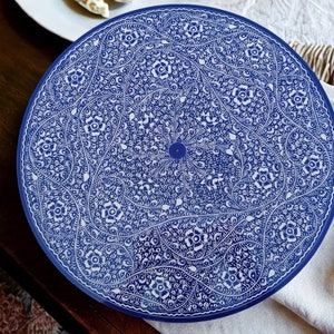 Hand-painted Blue Paisley Wooden Round Table: Artistic Elegance for ...