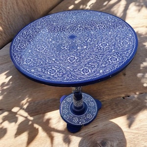 Hand-painted Blue Paisley Wooden Round Table: Artistic Elegance for ...