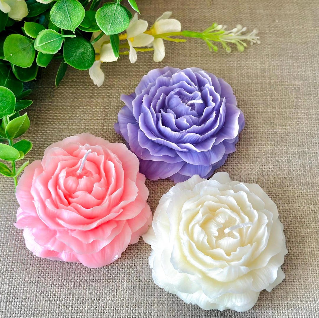 Bulk Peony Flower Shape Candle, Gift for Wedding, Gift for Her, Bridal ...
