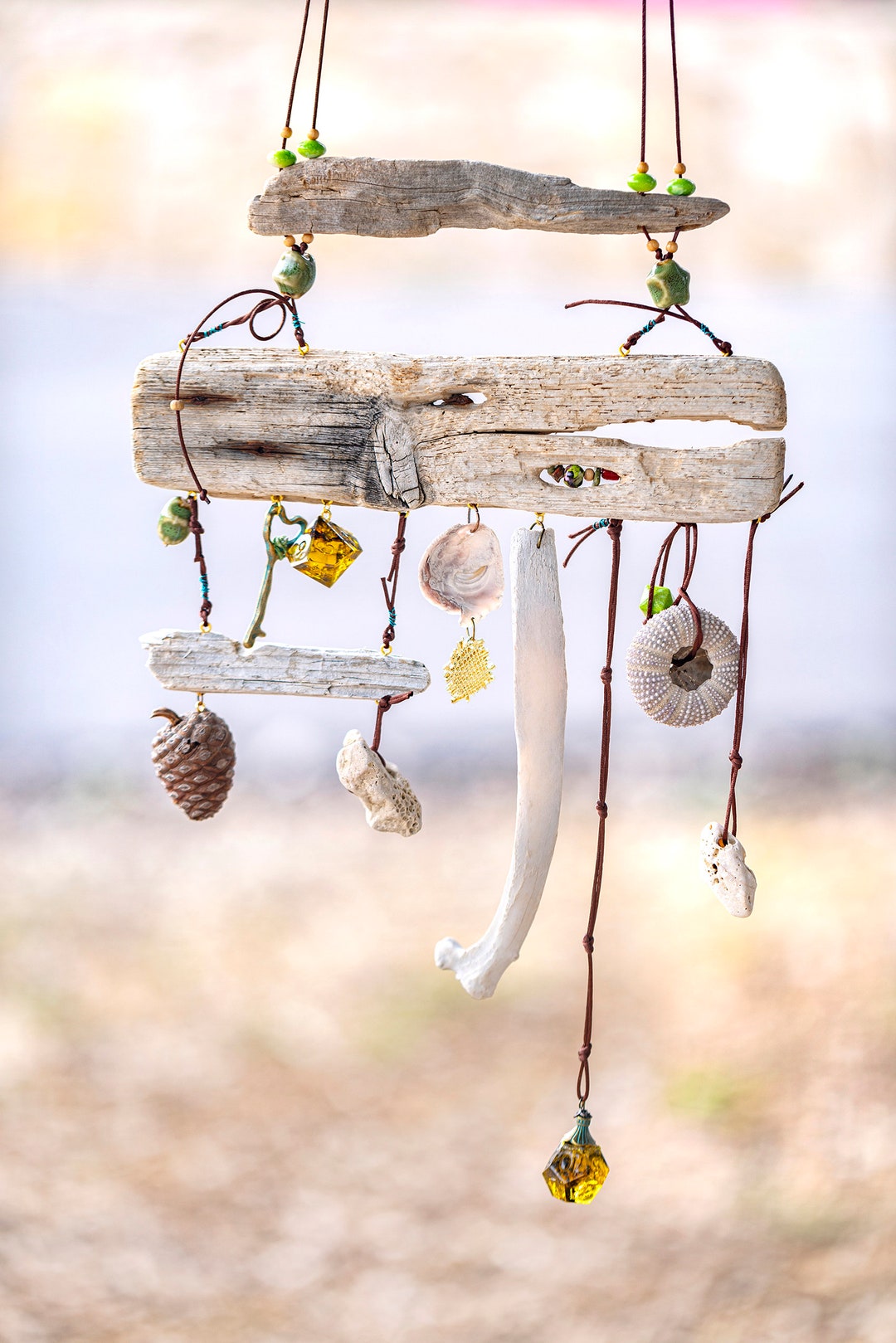 ON the SHORE - Handmade Necklace W/ DRIFTWOOD, Shells, Epoxy Gem ...