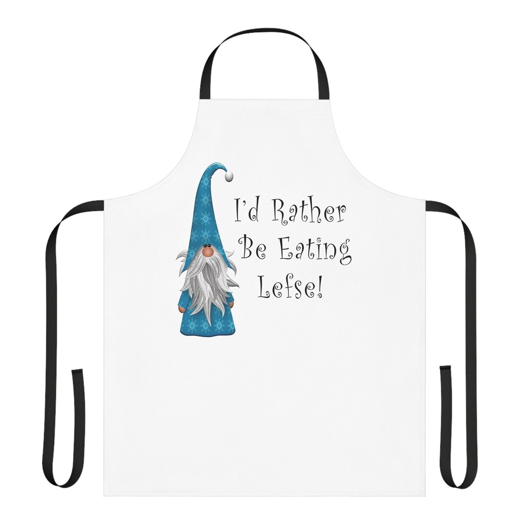 I'd Rather Be Eating Lefse Apron, Blue Gnome, Lefse Apron, Norwegian ...