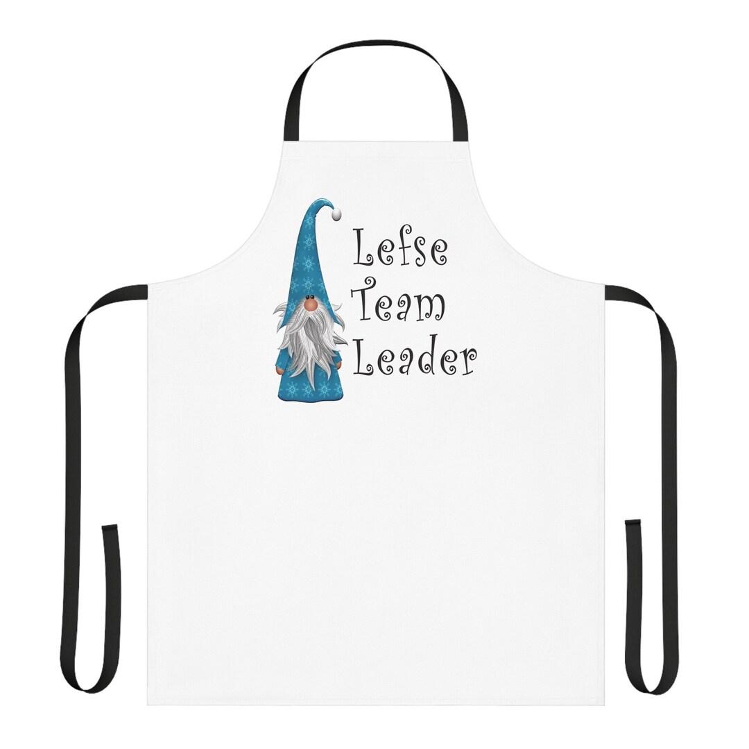Lefse Team Leader White Apron, Blue Gnome, Lefse Apron, Norwegian ...