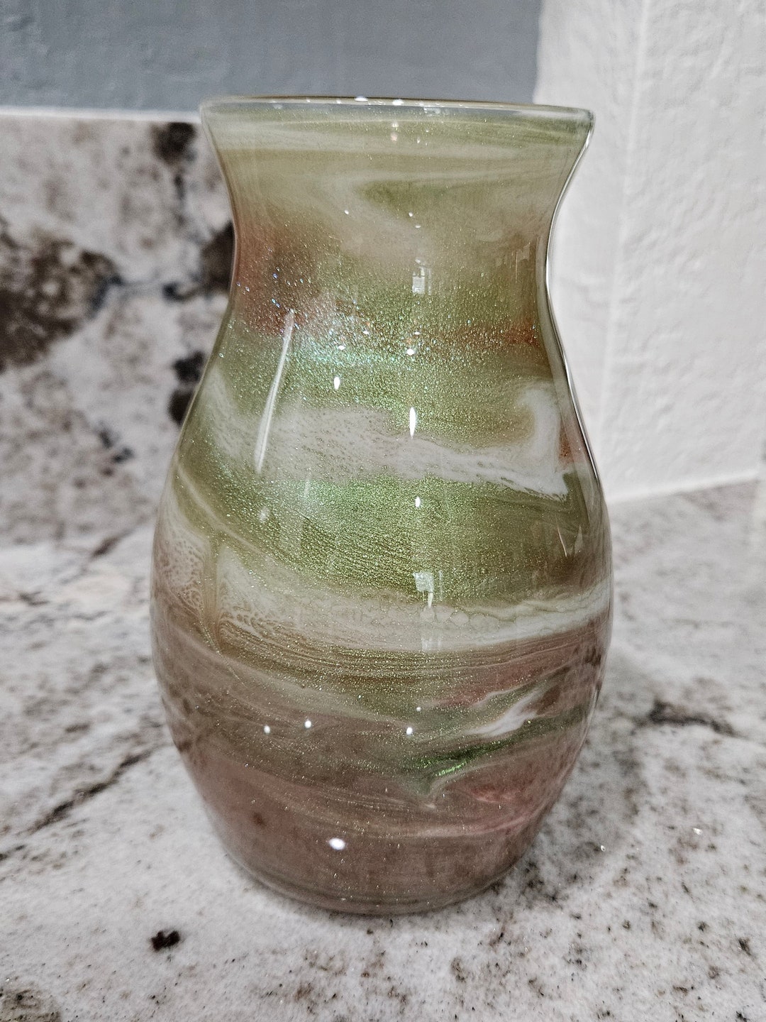 Green Sparkle Epoxy Resin Glass Vase - Etsy