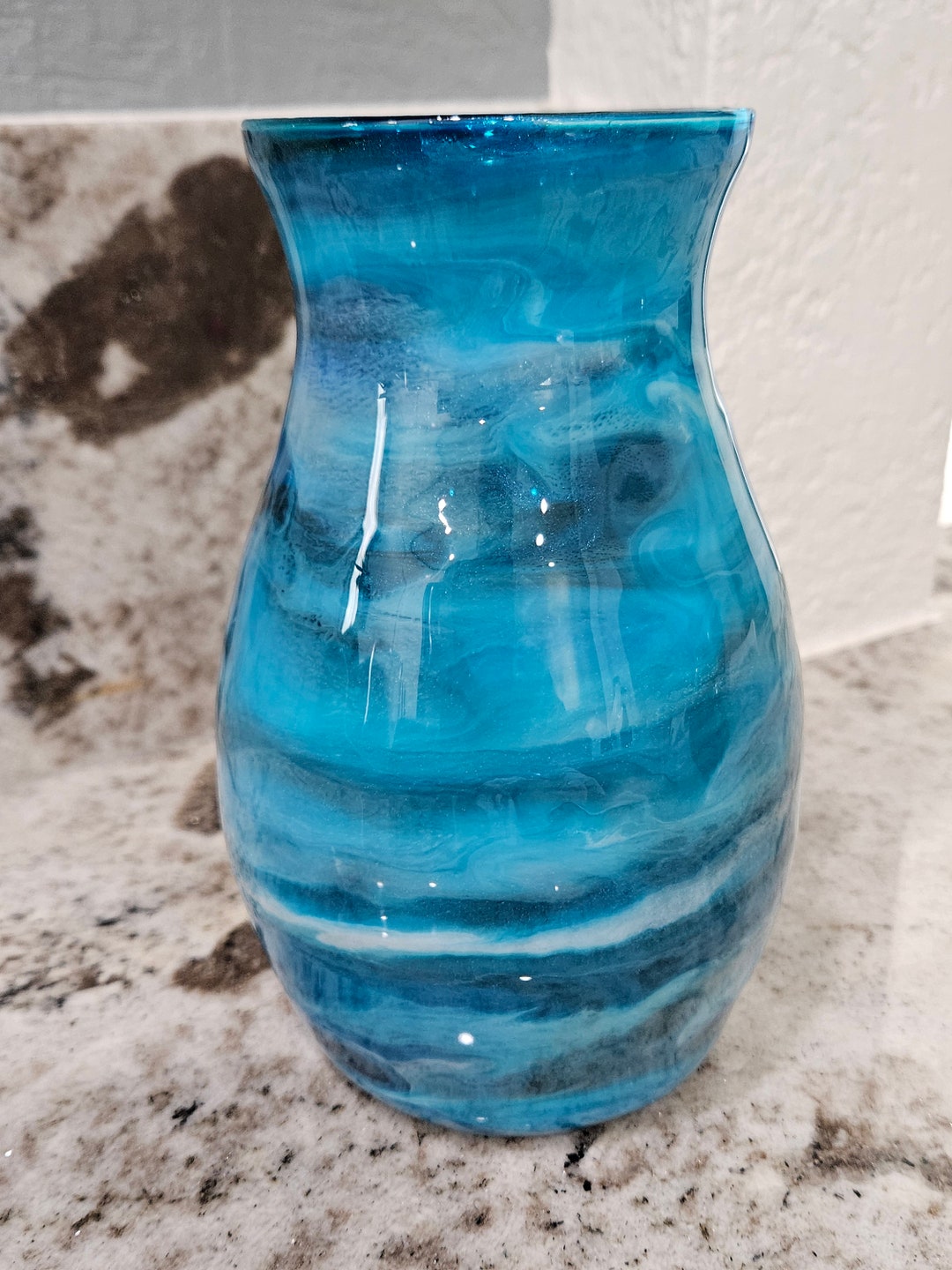 Blue White Epoxy Resin Glass Vase & Candy Bouquet Option - Etsy